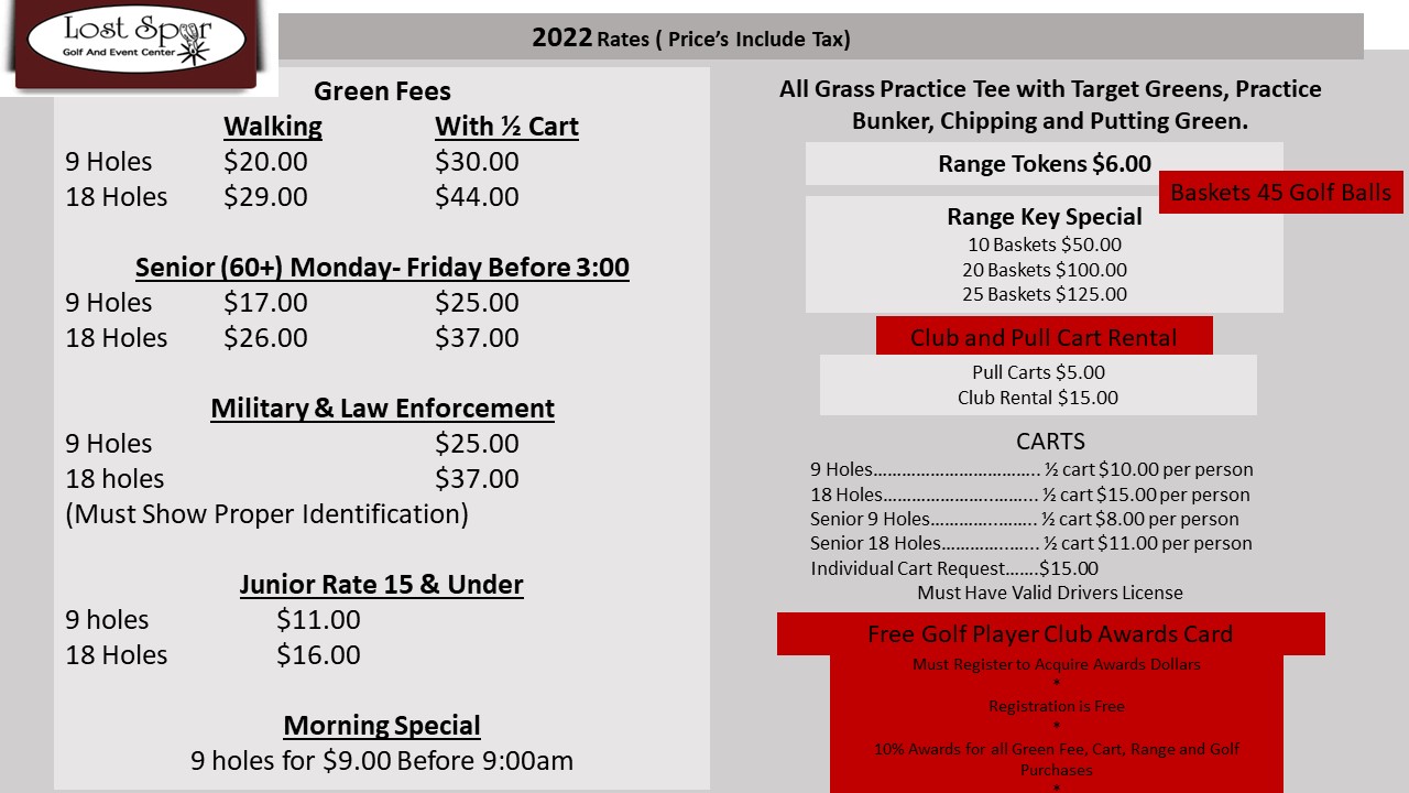 Golf Course Open - Lost Spur Golf and Event Center